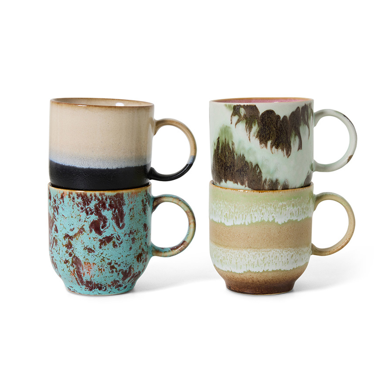70s ceramics: café mugs, abstract (set of 4) | HKLIVING